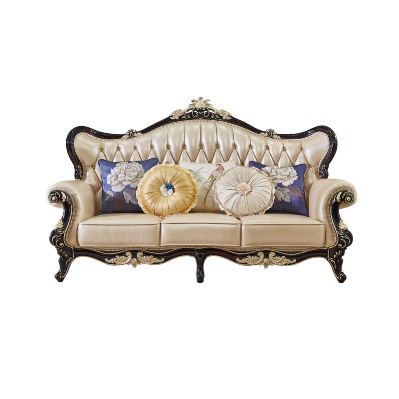 Romero European Light Luxury Sofa 83.8 Genuine Leather Rolled Arm Sofa Wayfair
